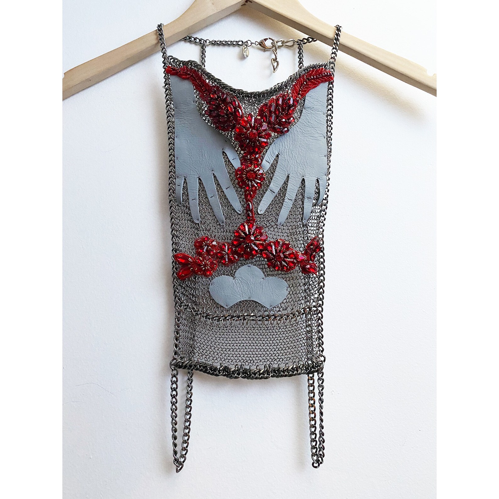 Falconiere Hand Maiden Corset Leather Crystal Chainmail Vest Made to ...