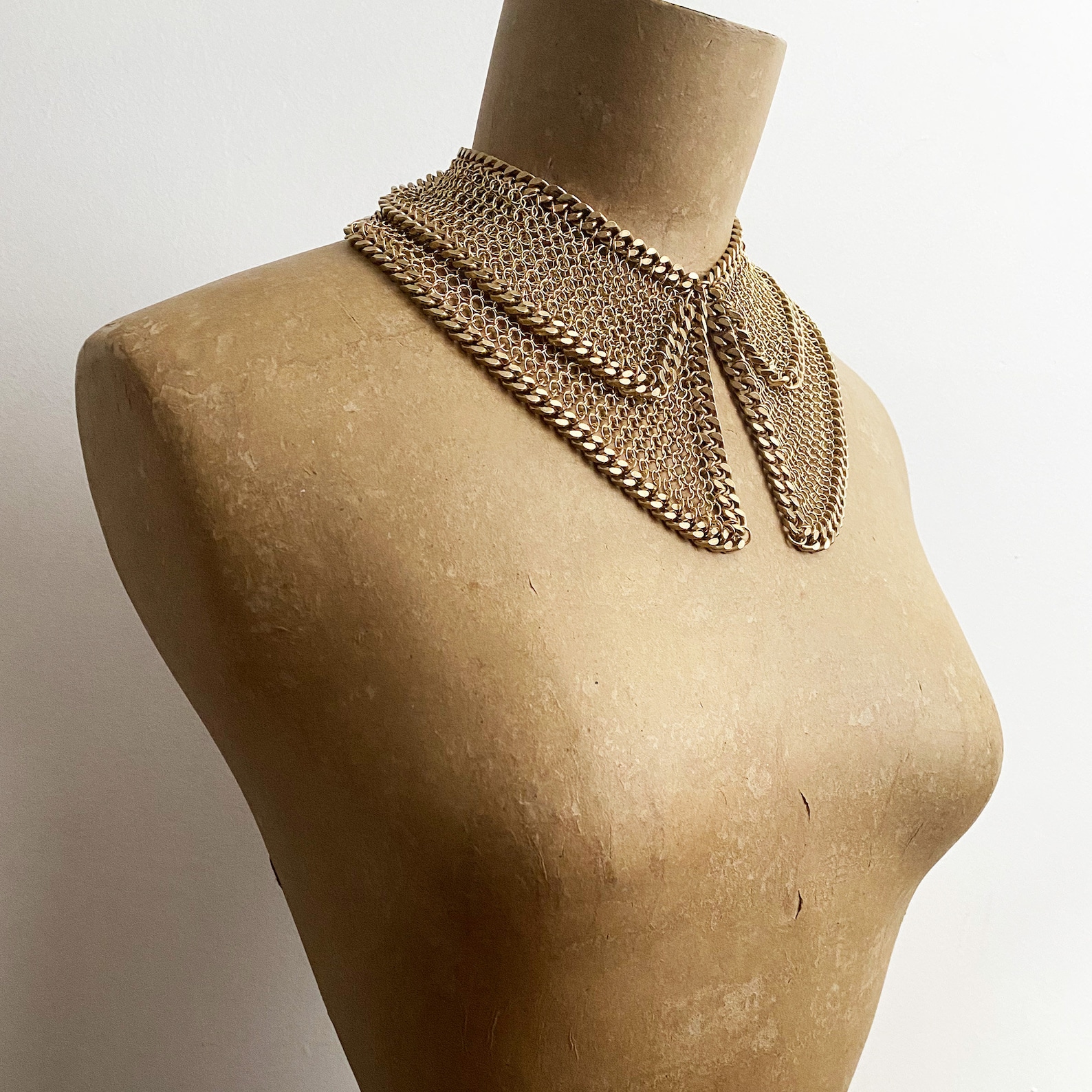 Falconiere Dagger Collar Layered Brass Chainmail Necklace - Etsy