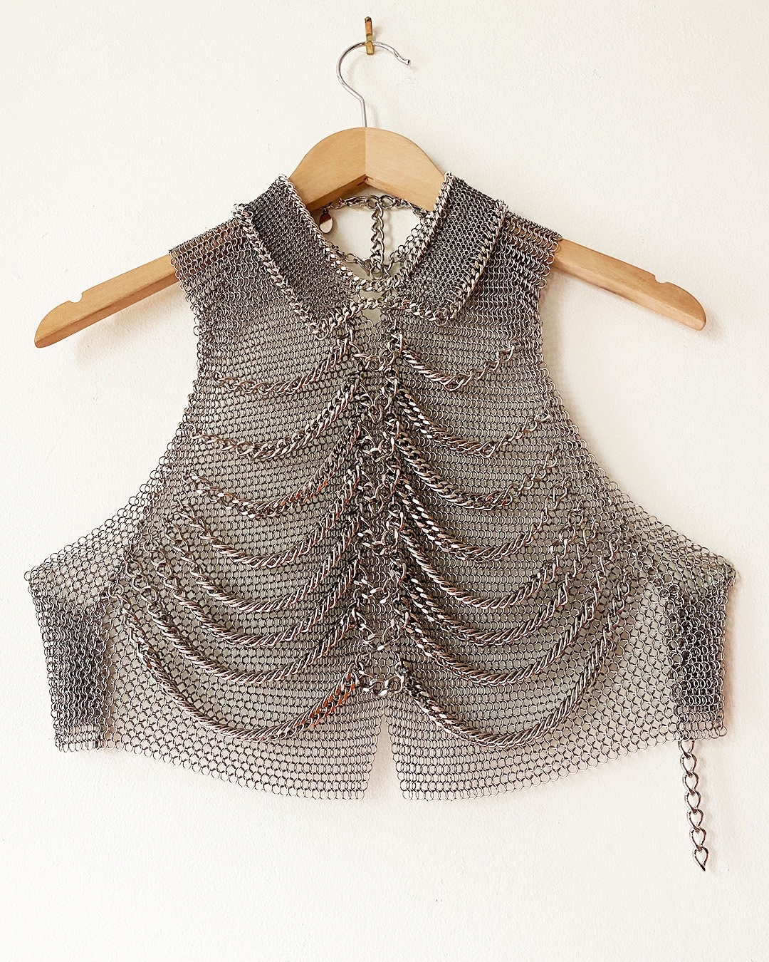 Falconiere Silver Ribcage Chainmail Vest - Collared Chain Halter - Made ...