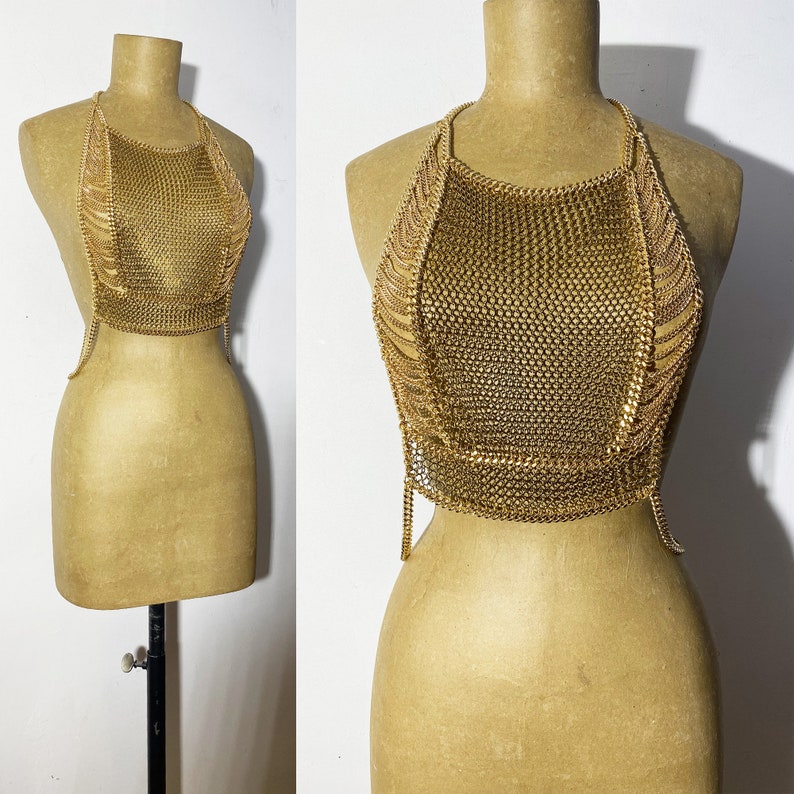 Falconiere Golden Grand Corset Brass Chainmail Vest - Etsy