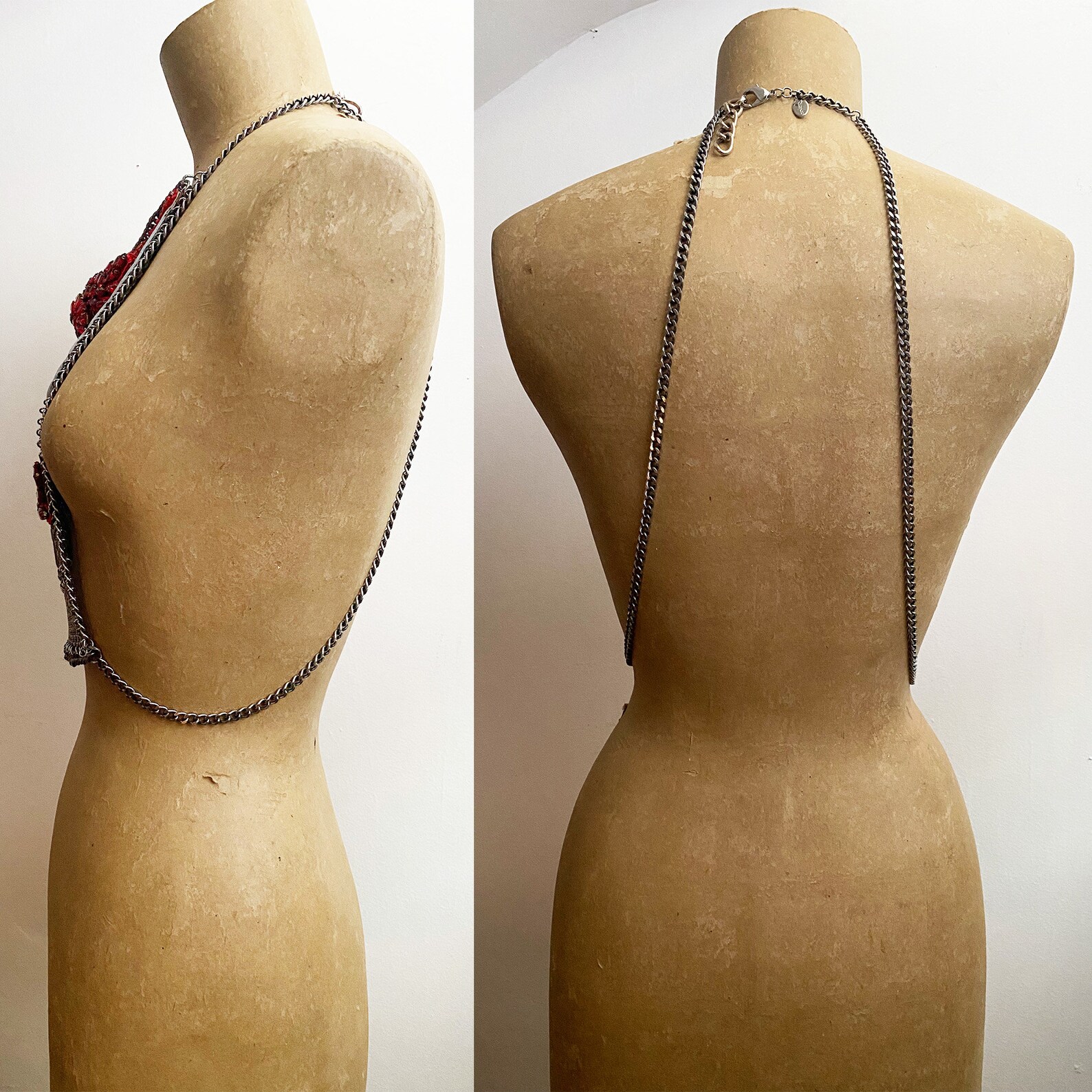 Falconiere Hand Maiden Corset Leather Crystal Chainmail Vest Made to ...