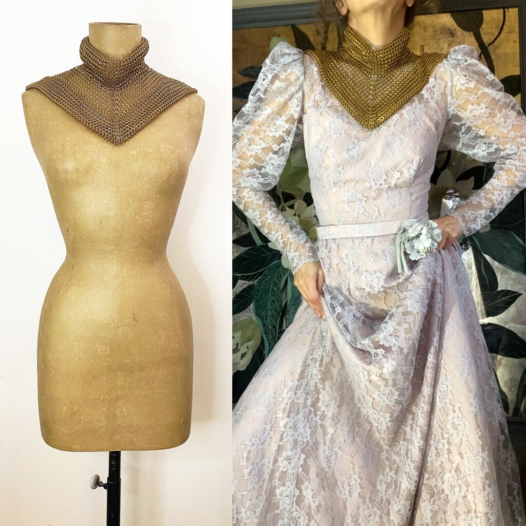 Falconiere Ruff Collar Brass Chainmail Cowl Neck Dicky Gold Tone Gorget ...