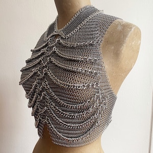 Falconiere Silver Ribcage Chainmail Vest - Collared Chain Halter - Made ...