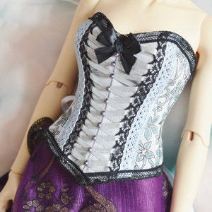 Iplehouse SID Corset SD BJD 1/3 Girl Doll Victorian Corset With Boning Black & Gray Overbust ...