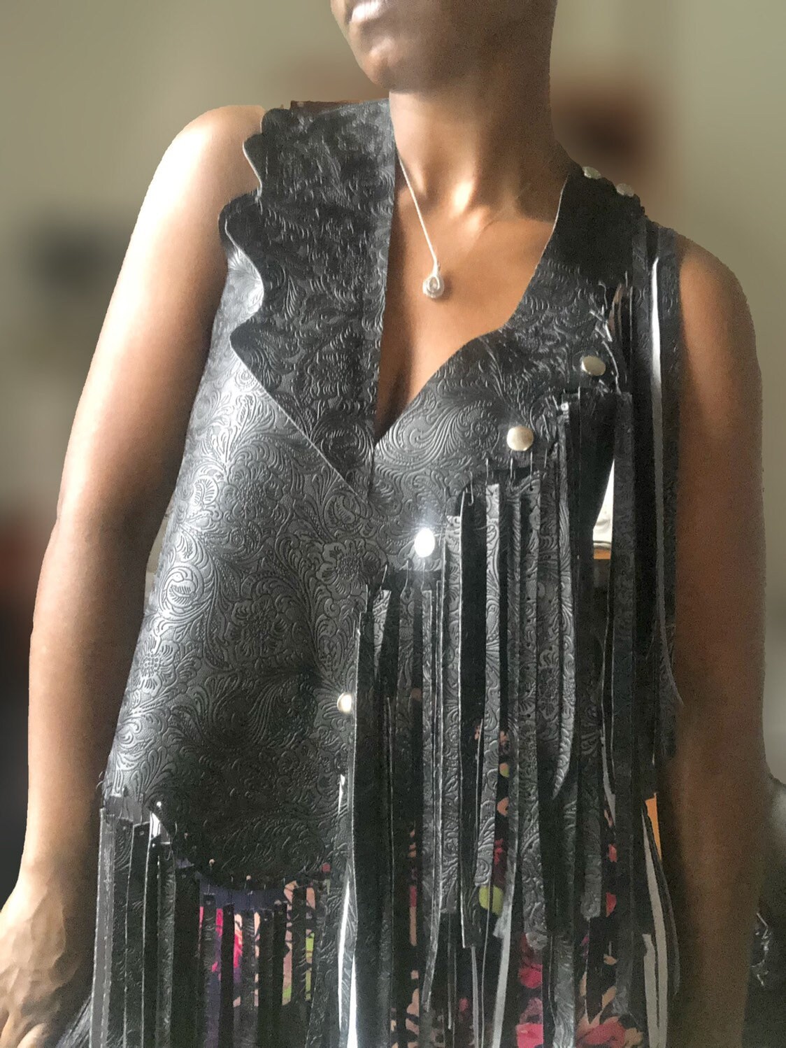 Faux Leather, Fringe Vest, Unique Dress Top, Unisex, Fringes, Cowboy ...