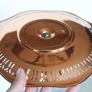 Vintage Copper Dainty Tray, 9.5" Round Dessert Tray With Handle, Made ...