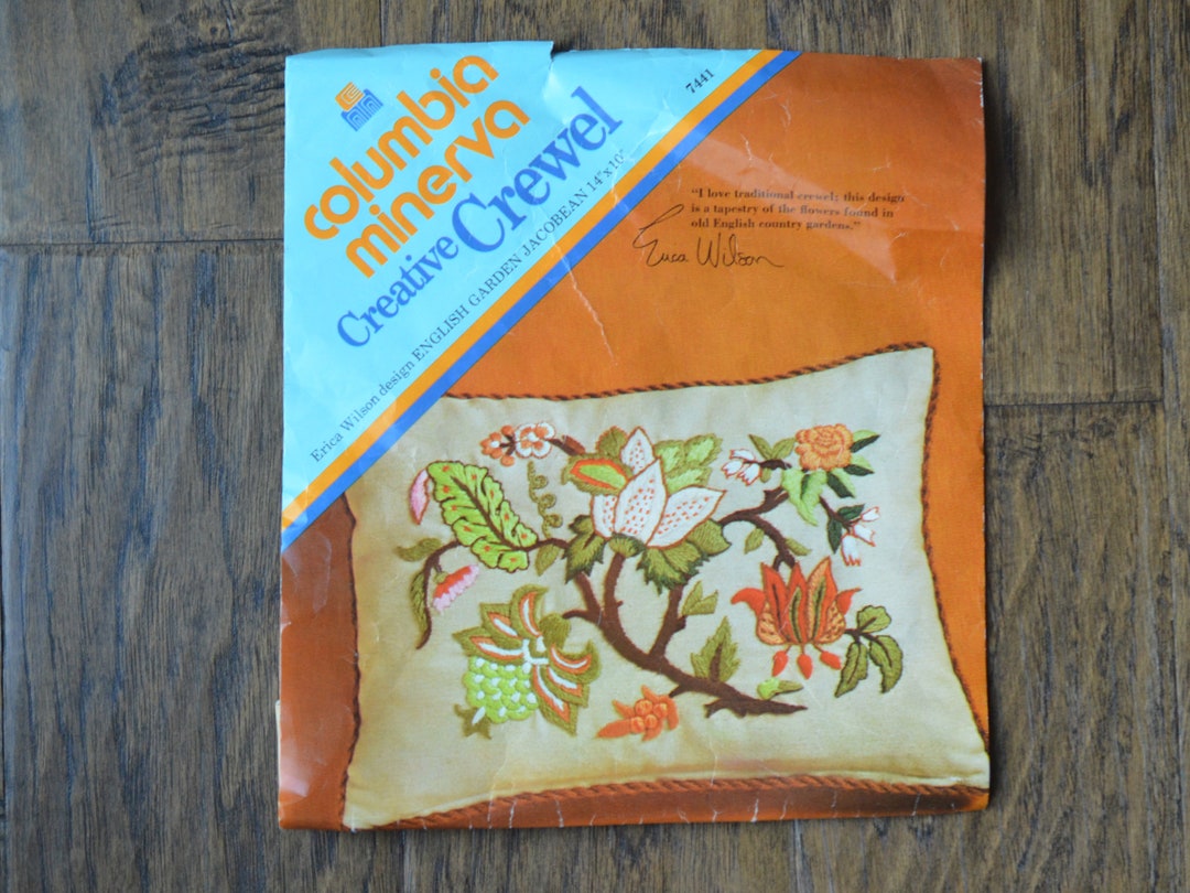 Vintage Erica Wilson Crewel Embroidery Kit, English Garden Jacobean ...