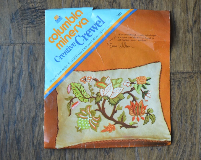 Vintage Erica Wilson Crewel Embroidery Kit, English Garden Jacobean ...