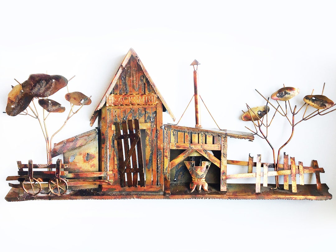 Rustic Metal Blacksmith Wall Art, Copper Torch Sculpture, Curtis Jere ...