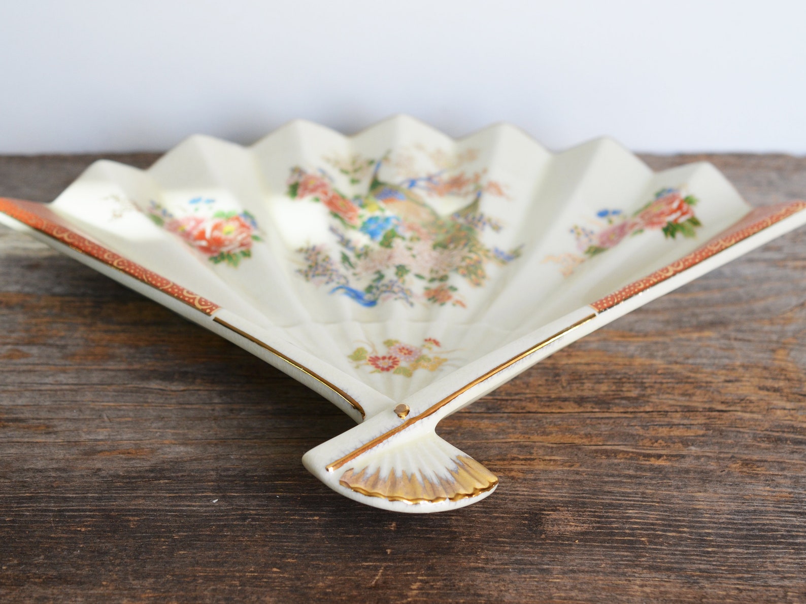 Vintage Satsuma Peacock Fan Fine Bone China Made in Japan - Etsy
