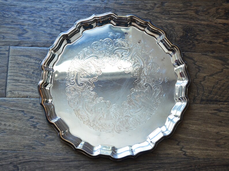 Vintage Silver Plate Tray Primrose Plate Round 14 | Etsy
