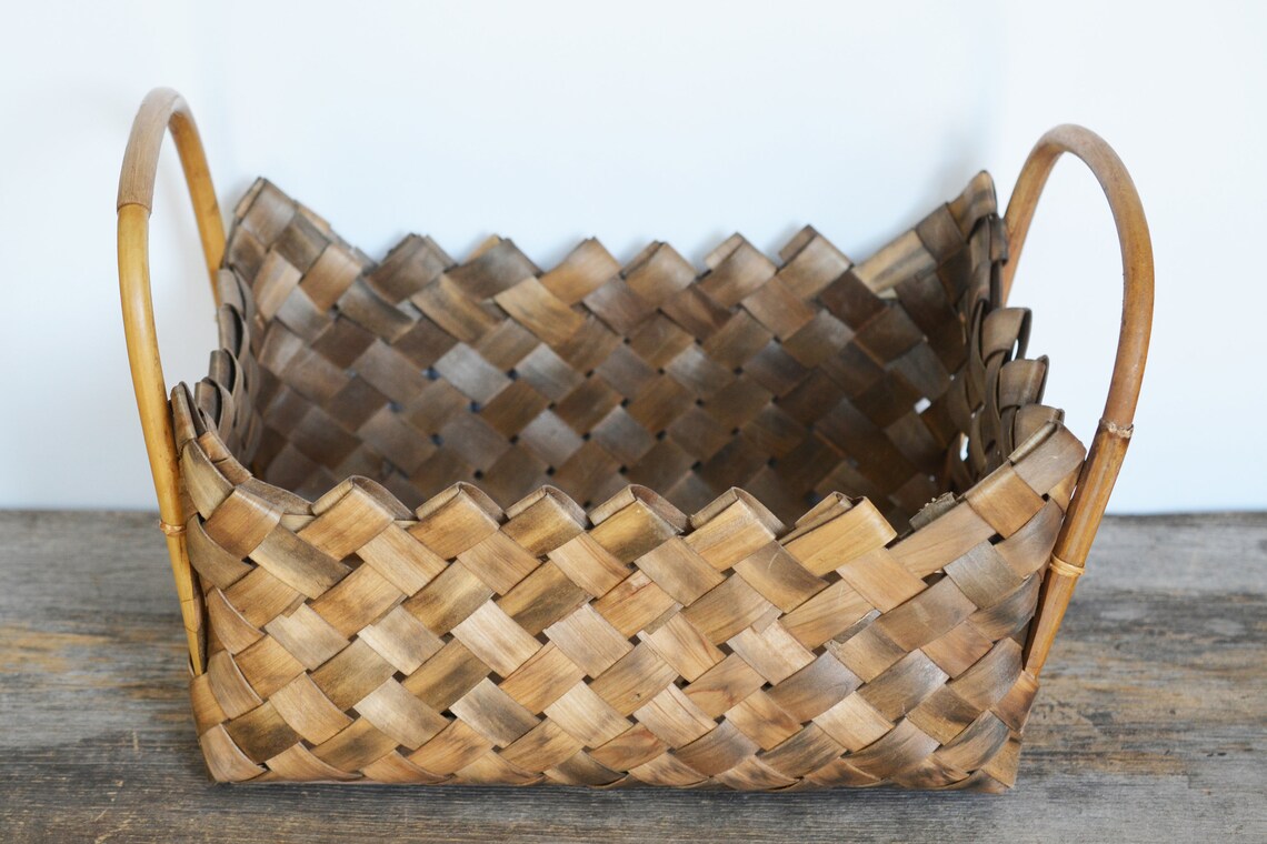 Vintage Plaited Reed Basket Modern Prairie Rustic Farmhouse - Etsy