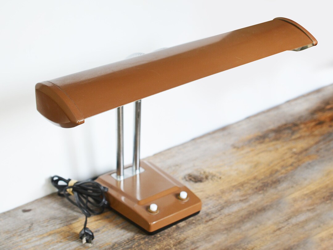 Vintage Brown Desk Lamp, Fluorescent Task Light With Adjustable ...