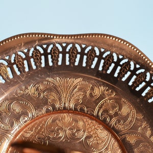 Vintage Copper Dainty Tray, 9.5" Round Dessert Tray With Handle, Made ...