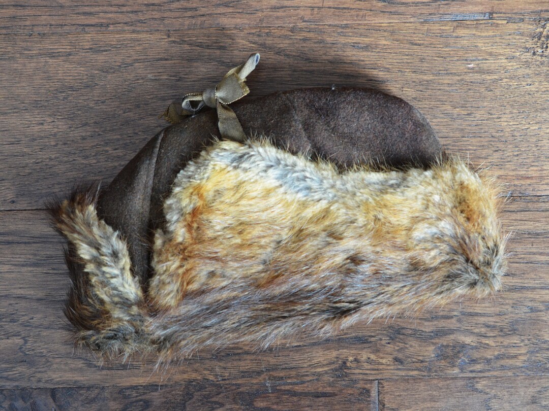 Vintage Winter Hat With Fur Side Flaps Winter Hat Rabbit Fur - Etsy