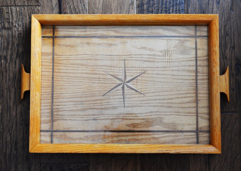 Vintage Inlaid Wooden Tray Circa 1970s Handled Tray With - Etsy