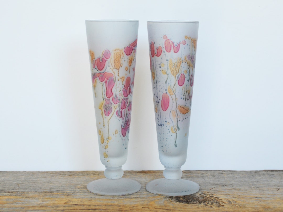 Vintage Israeli Pilsner Glasses, Ilanit Jerusalem Hand-painted Set of 2 ...