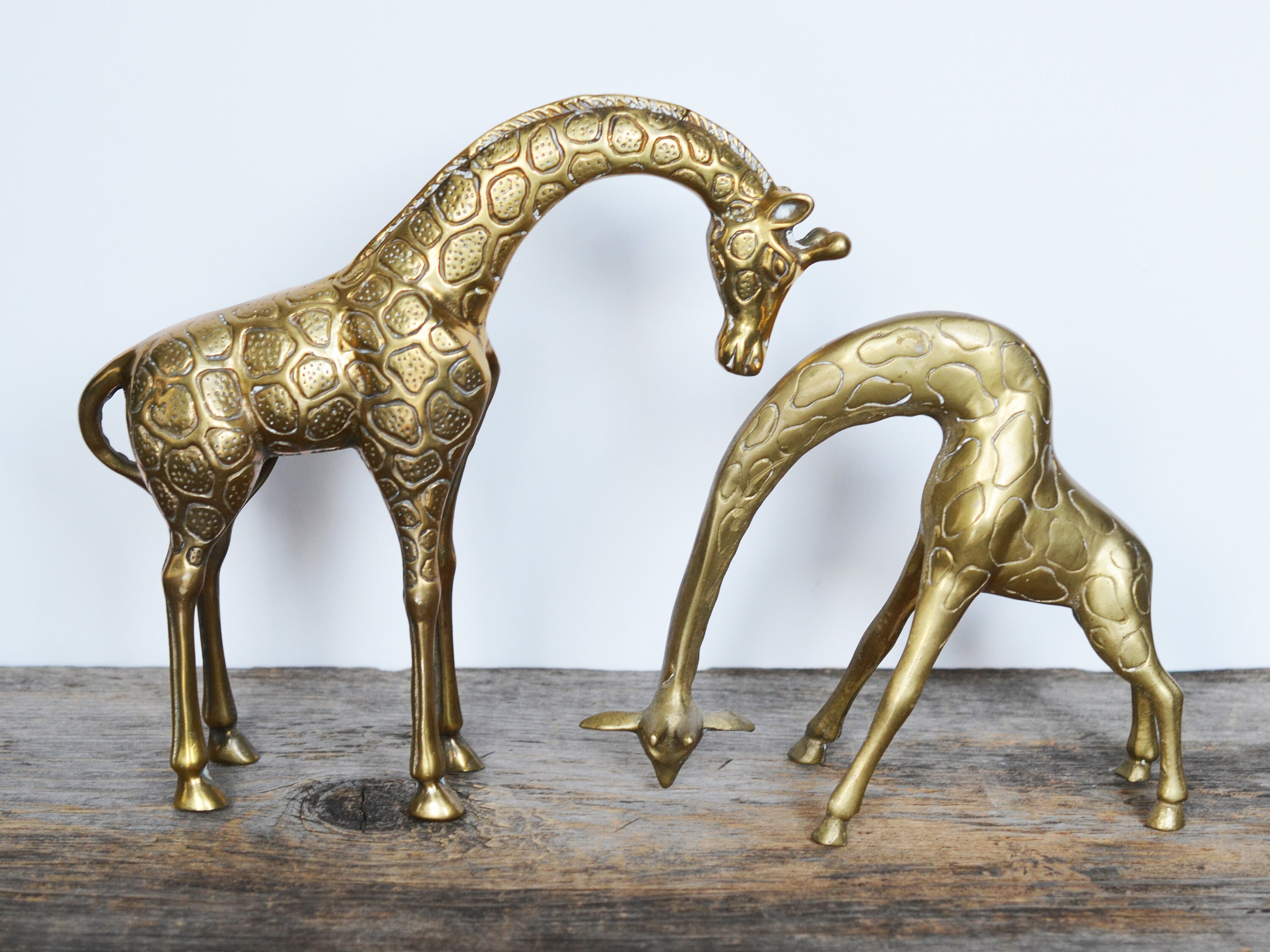 Sculpture Vintage Pair of Brass Giraffes Solid Brass Hollywood Regency ...