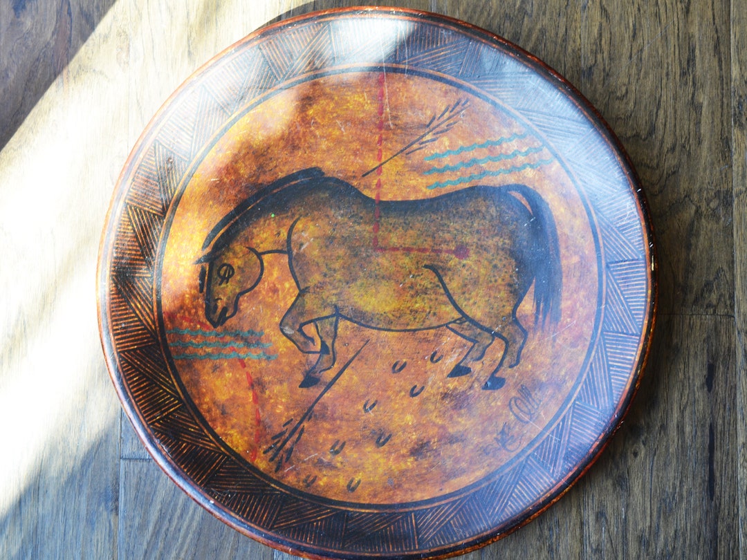 Huge Vintage Solis Ollin Signed Pottery Wall Plate, Horse Design 18 ...