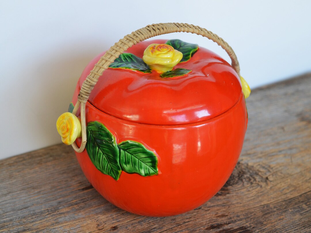 Vintage Maruhon Ware Japan Lidded Pot, Tomatoware Red Painted Ceramic ...
