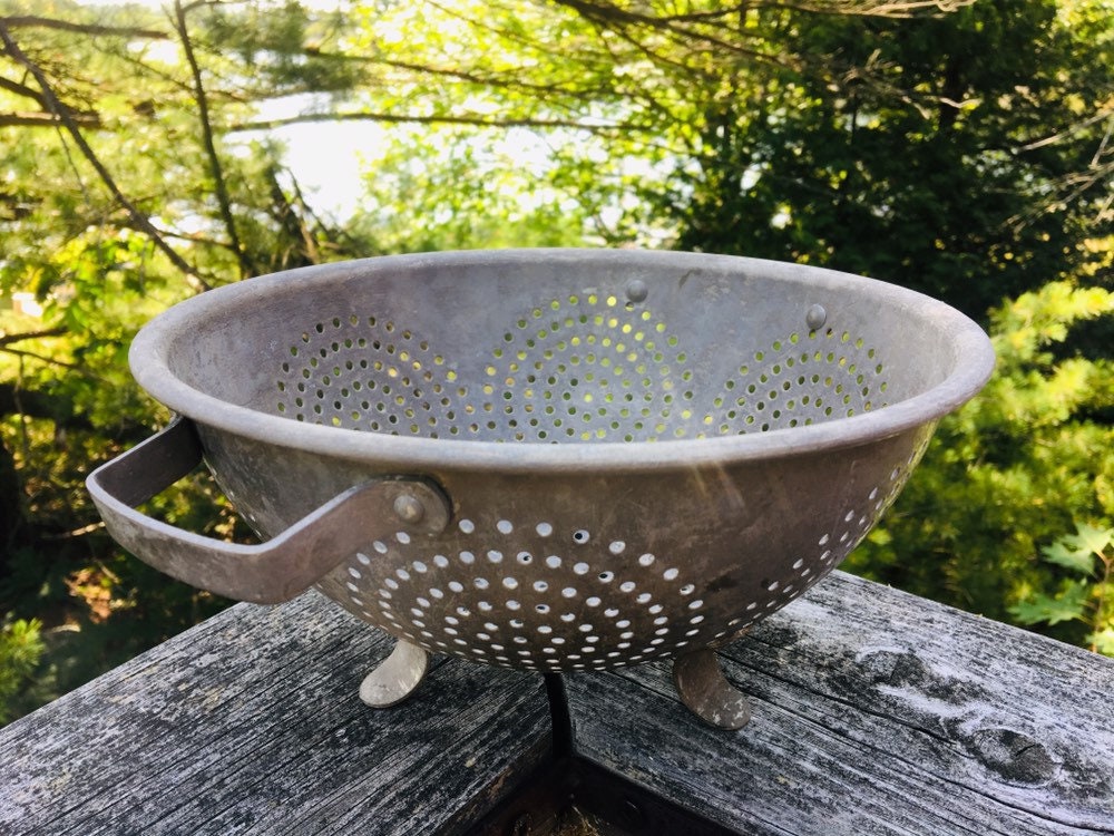 Vintage Aluminum Colander Rustic Farmhouse Primitive Country | Etsy