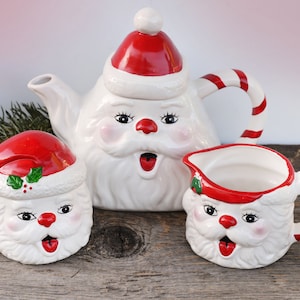 Vintage Santa Tea Set, Including Teapot, Cream and Sugar, Made in Japan ...