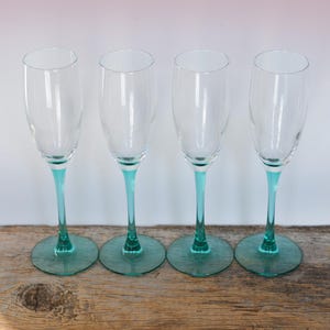 Vintage Turquoise Stemmed Champagne Glasses, 8.75 Tall Made in France ...