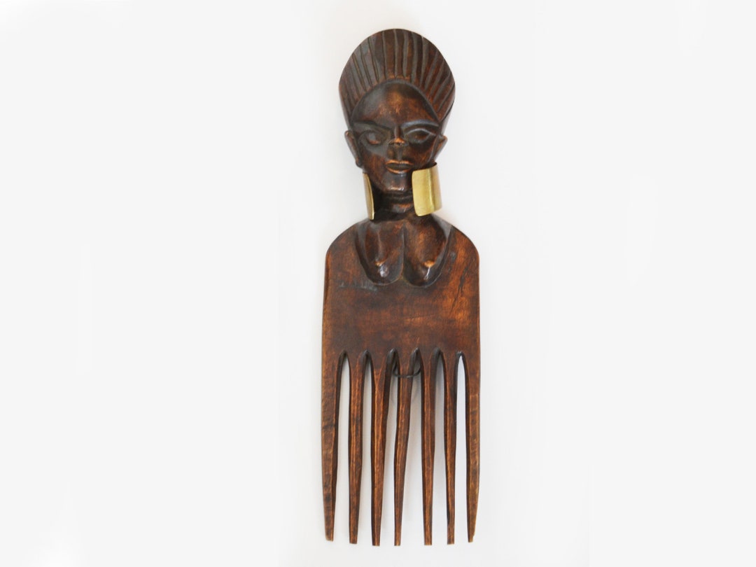 Vintage Large Ghana Fertility Comb, Carved Wood Ashanti Art, Tribal ...