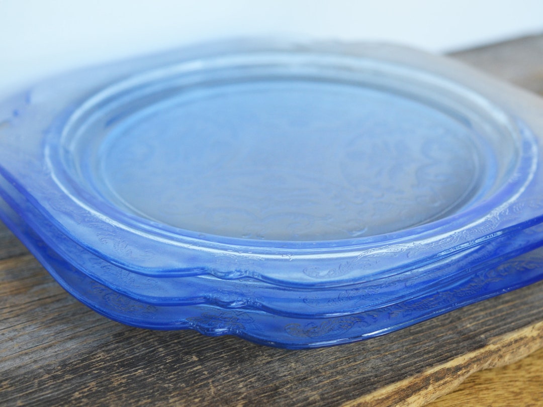 Vintage Blue Depression Glass Dinnerplates, Federal Glass Madrid ...