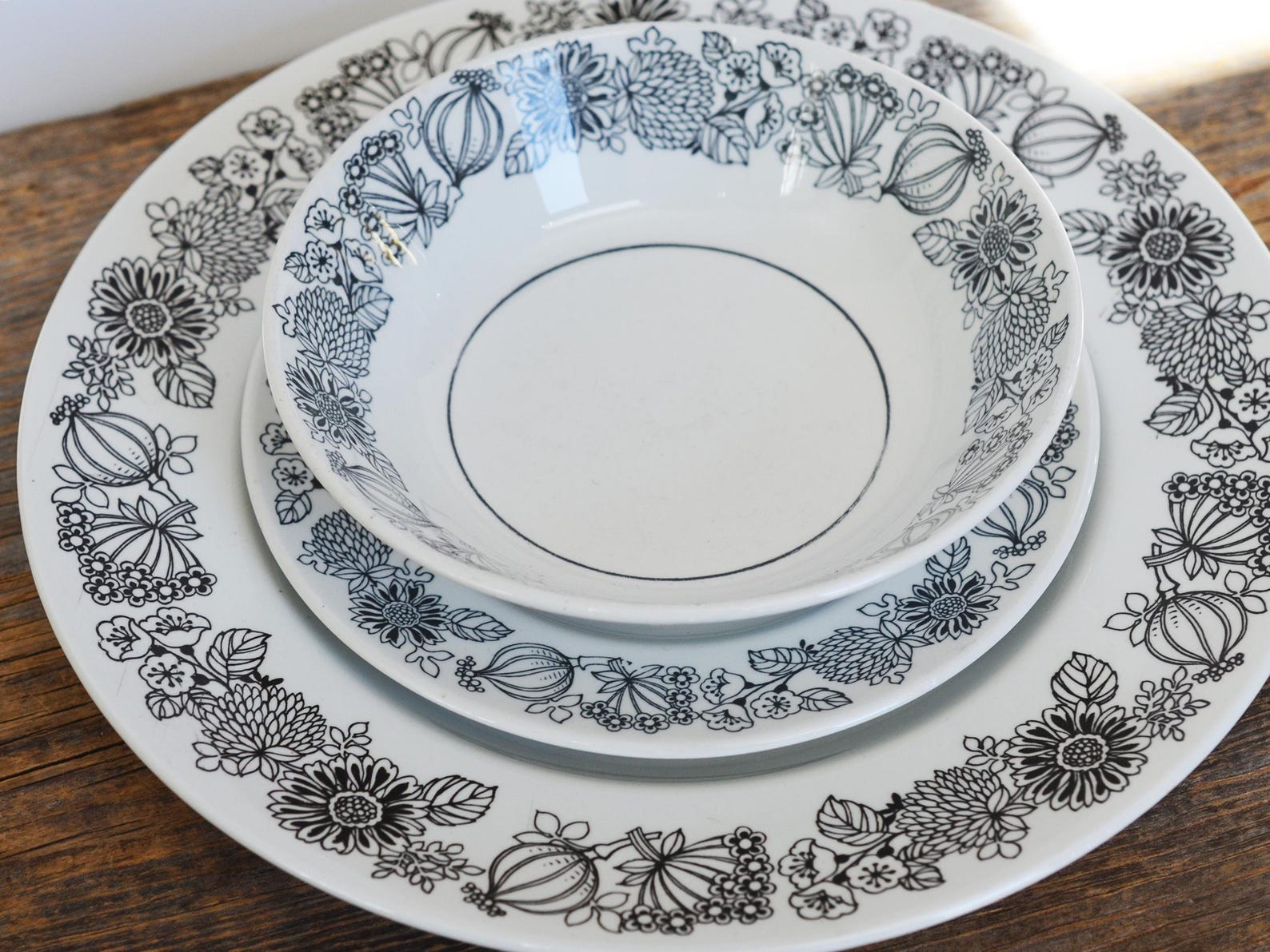 Vintage Grindley Manitou Dinnerware, English Ironstone Trimmed in Black ...