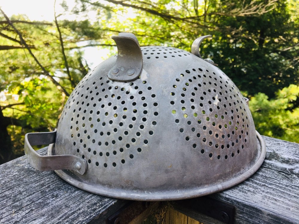 Vintage Aluminum Colander Rustic Farmhouse Primitive Country | Etsy