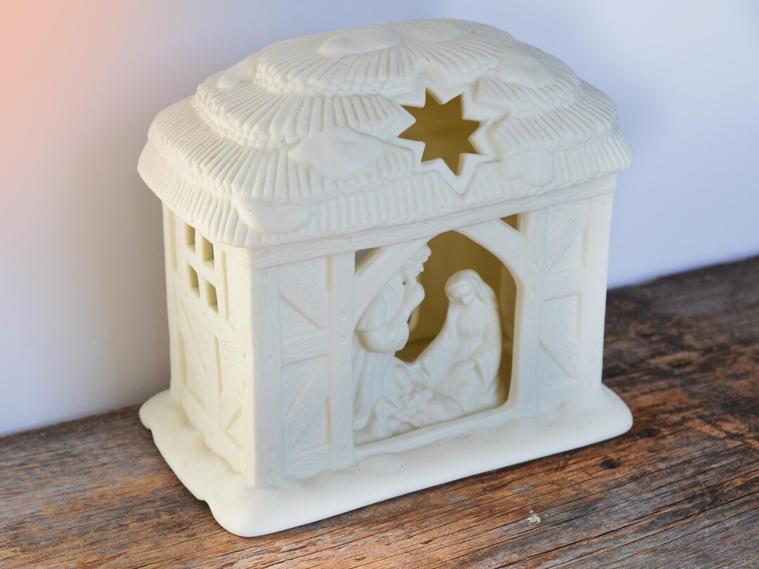Vintage Partylite Nativity Candle Holder, Bisque Ceramic Tealight ...