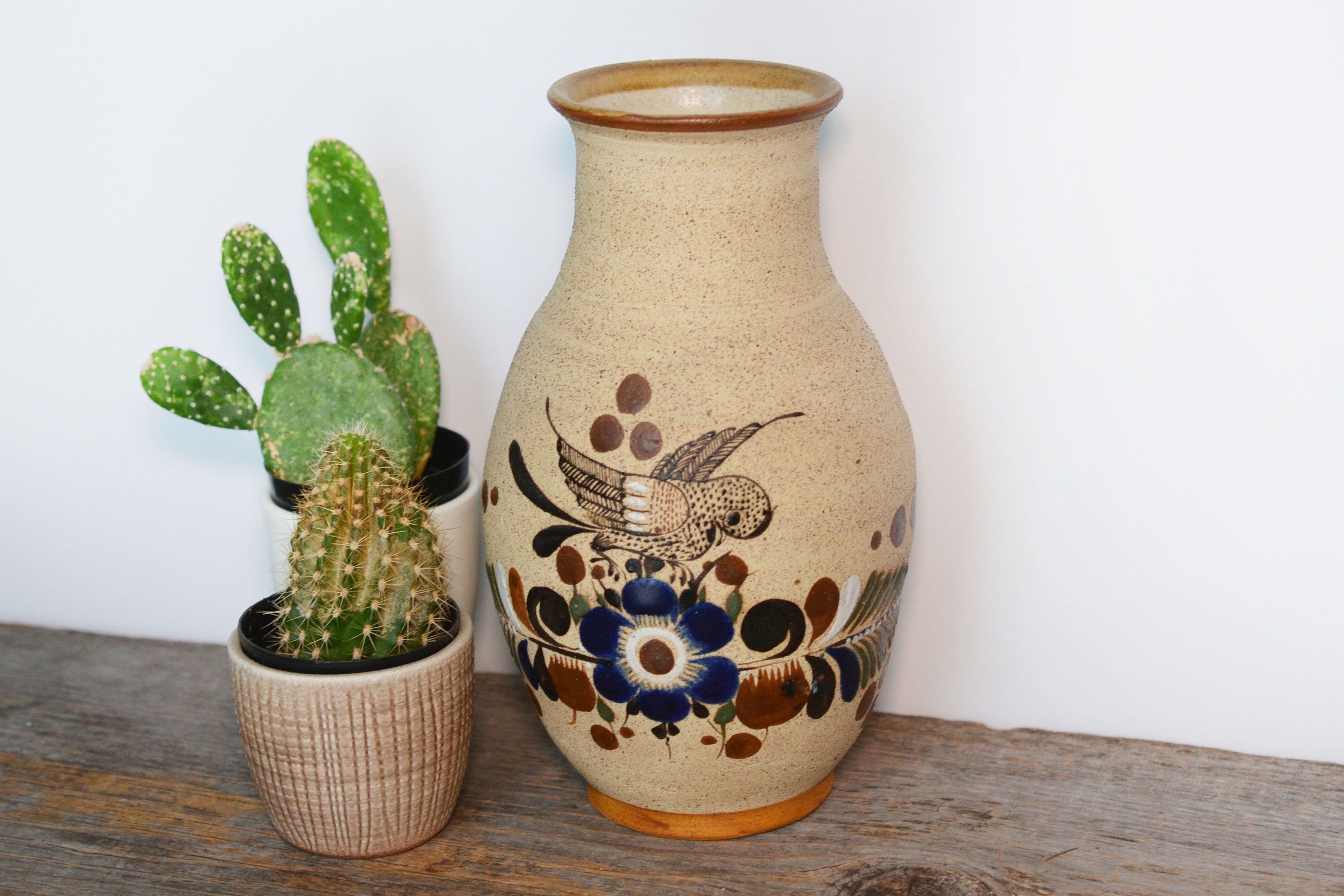 Vintage Tonala Vase Sandstone and Bird Design 8.75 | Etsy