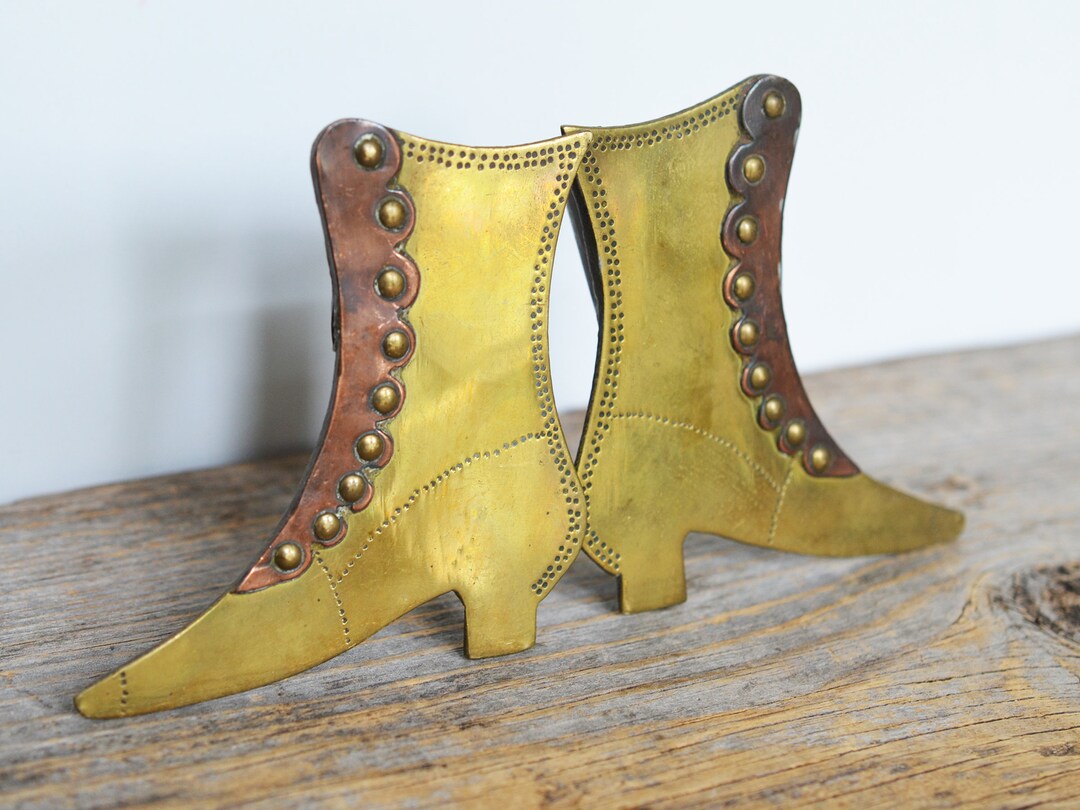 Vintage Small Brass Victorian Boot Ashtrays, Set of 2, Brass With ...