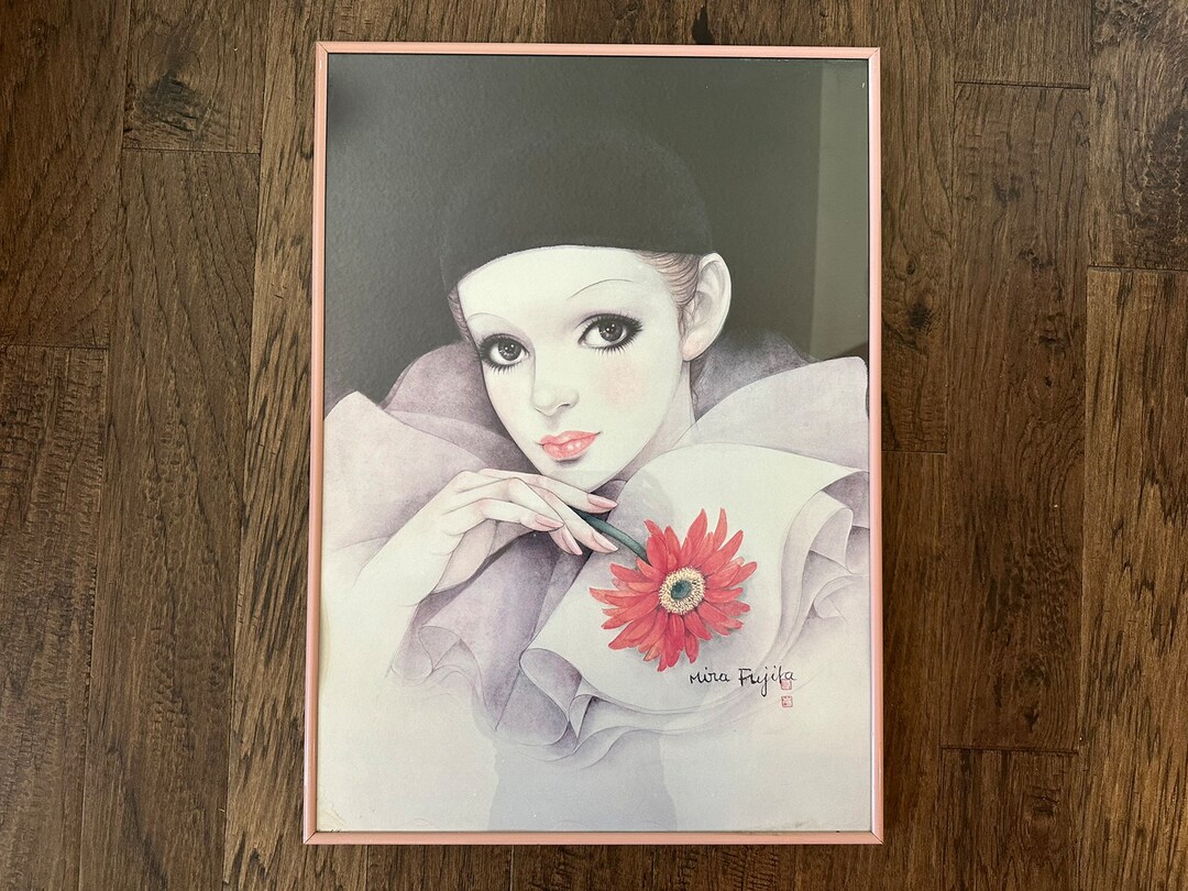Vintage Mira Fujita Mime Poster 1980s Pierrot Mime Art Print, Pink ...