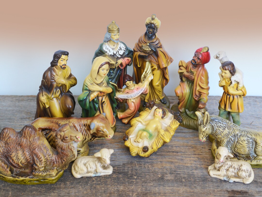 Vintage Large Nativity Set Circa 1970s Japan Painted Plastic - Etsy