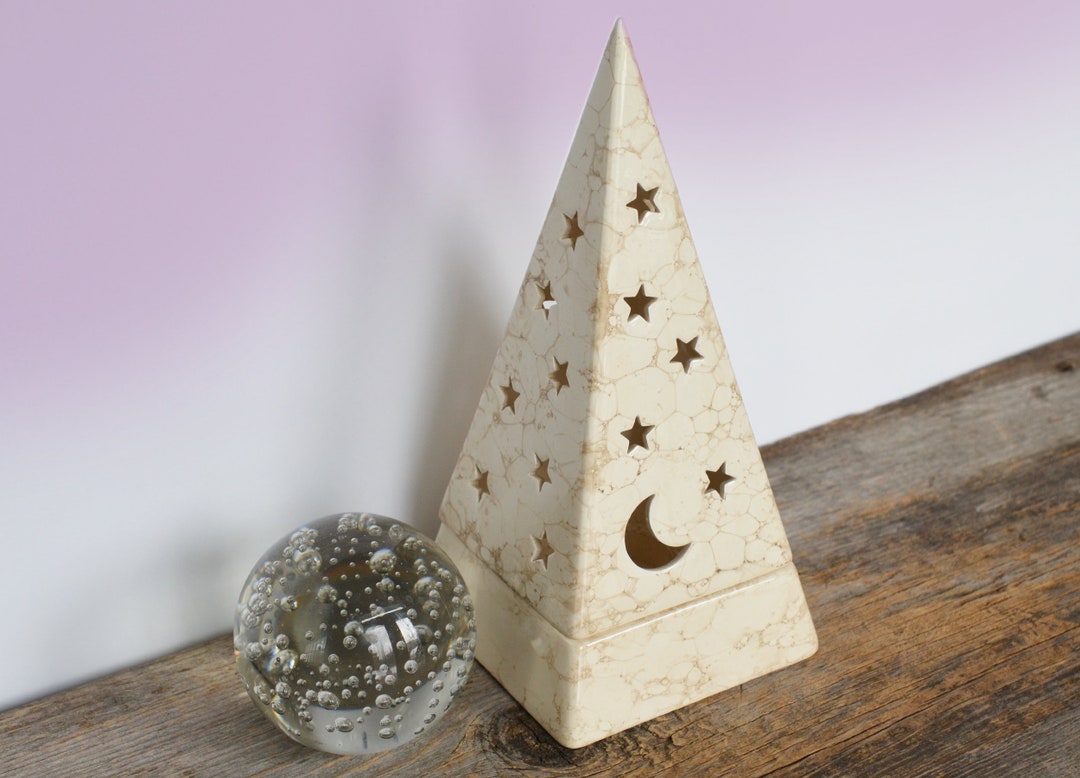 Vintage Celestial Pyramid Candle Holder, Moon and Stars, Celestial ...