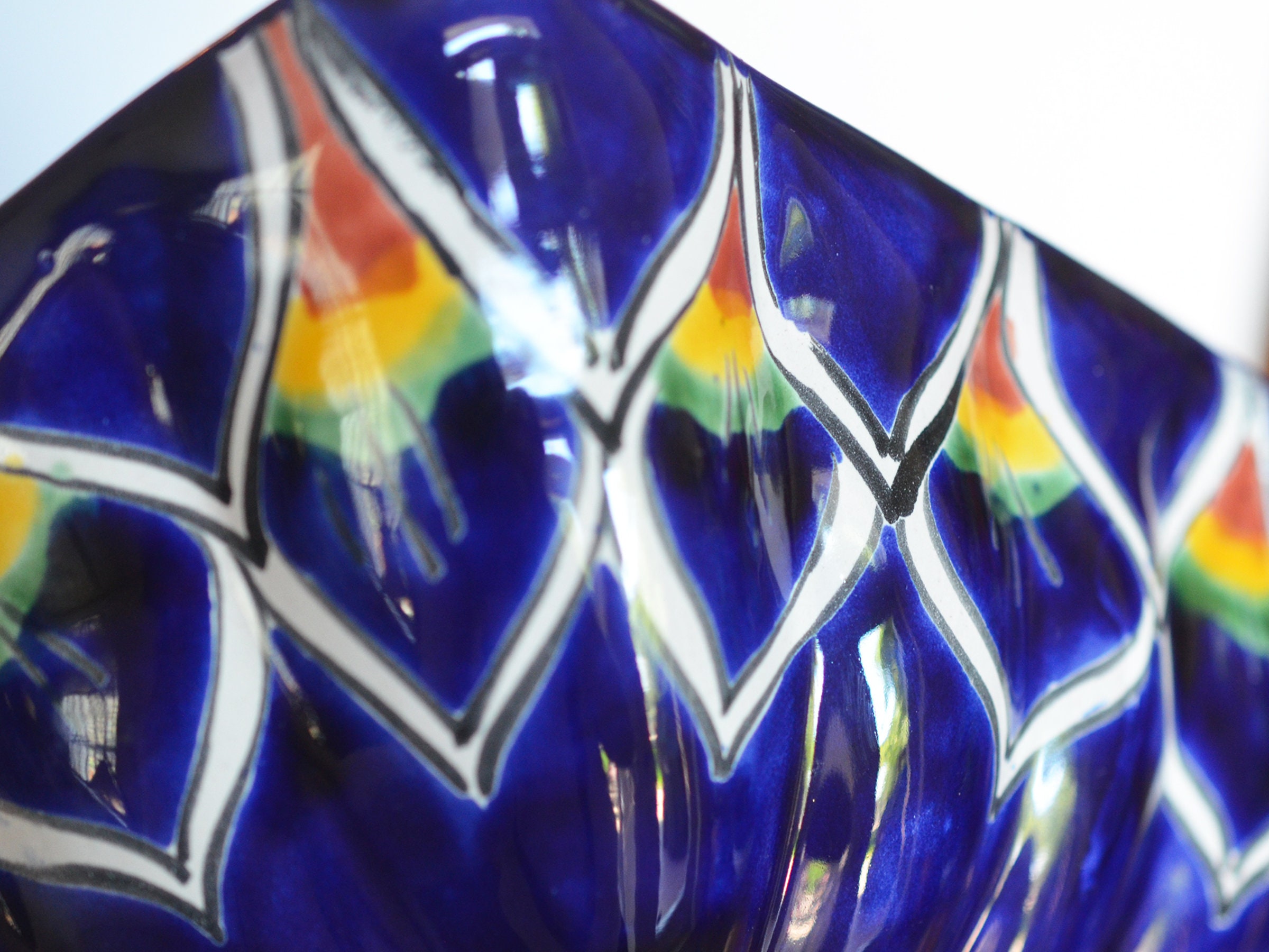 Vintage Mexican Talavera Square Pottery Bowl Circa 1980s, 11.5" Across ...