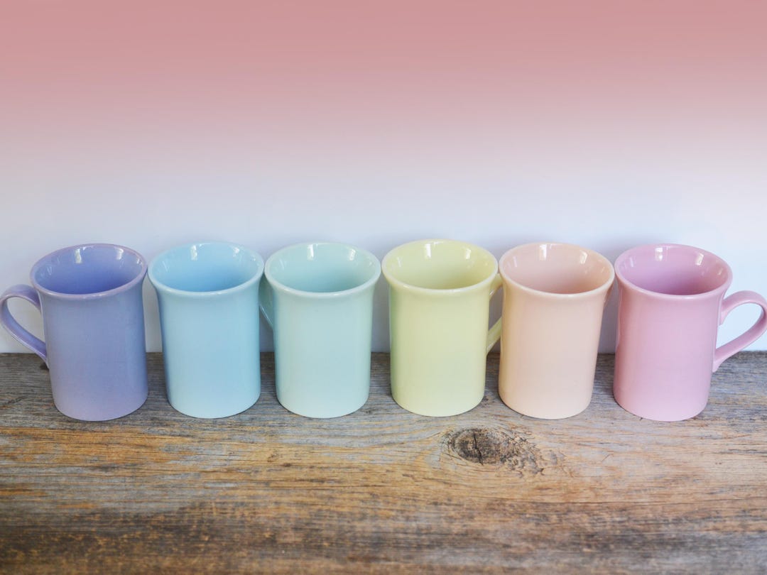 Vintage Coloroll Pastel Mugs, Stoneware Pottery Made in England Circa ...