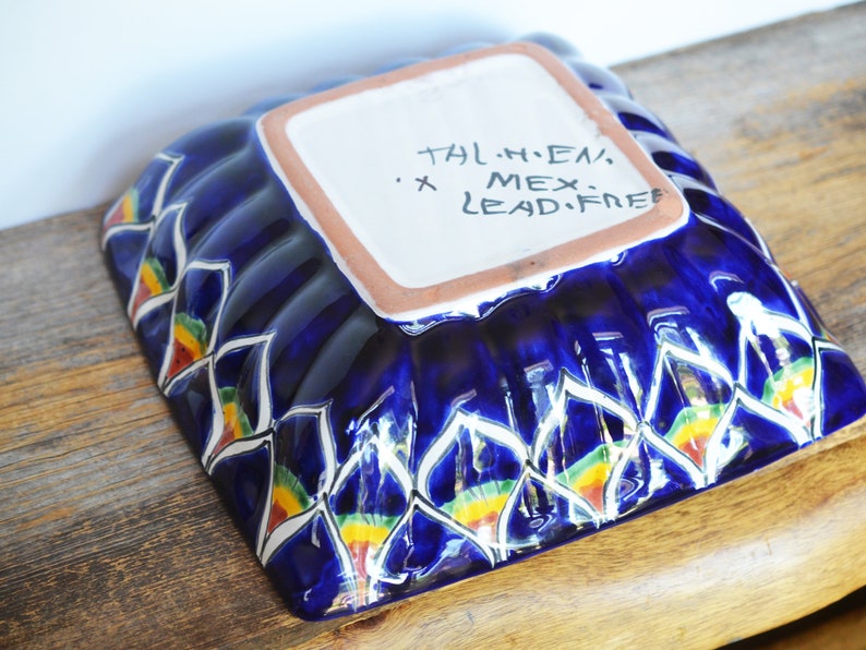 Vintage Mexican Talavera Square Pottery Bowl Circa 1980s, 11.5" Across ...