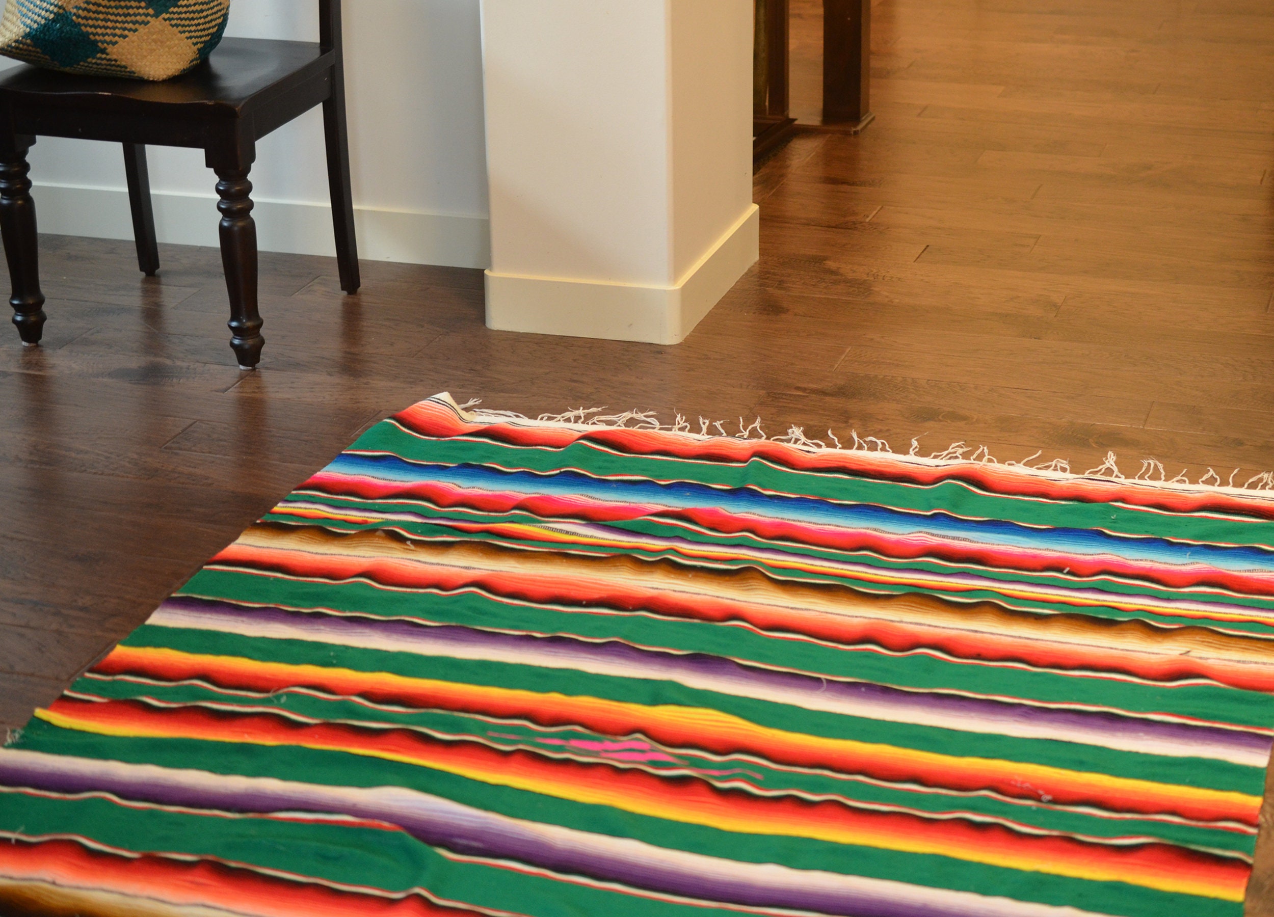 Vintage Mexican Serape blanket 84 by 58 large | Etsy