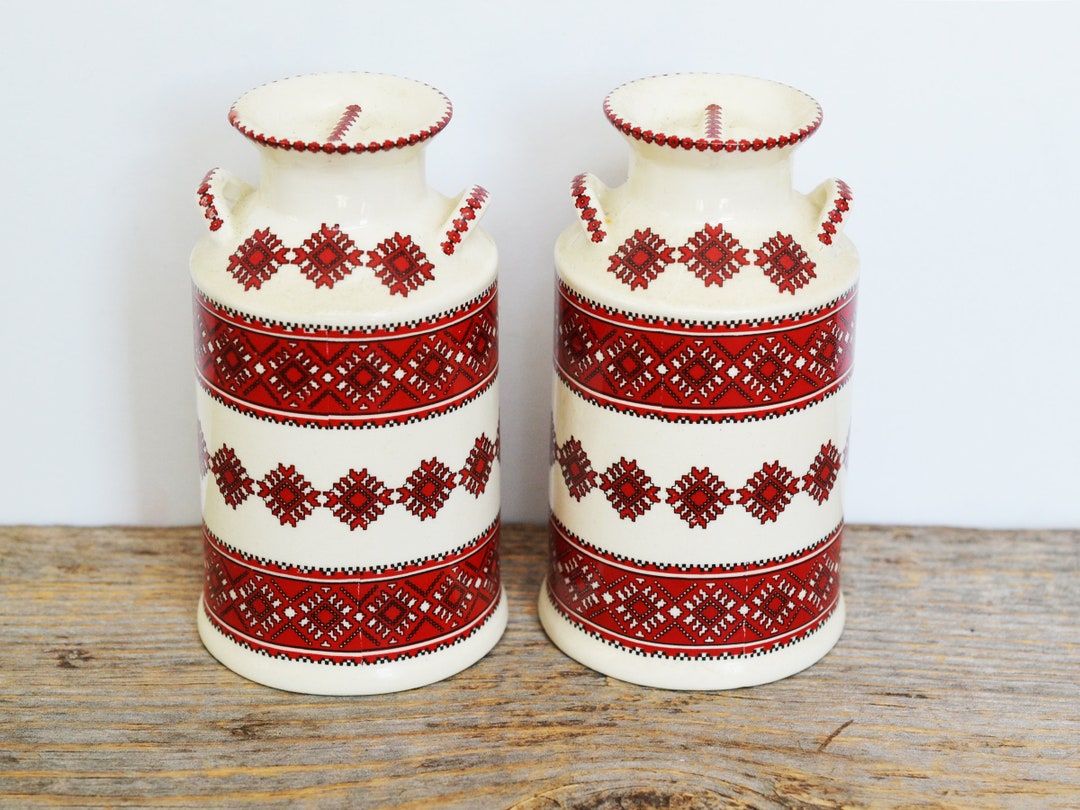 Vintage Ukrainian Salt and Pepper Shakers Milk Jug Shaped - Etsy