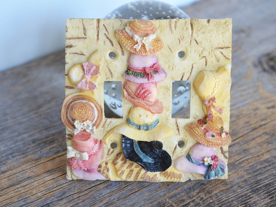 Vintage Nursery Light Double Switch Cover, Cute Hats Switchplate Cover ...