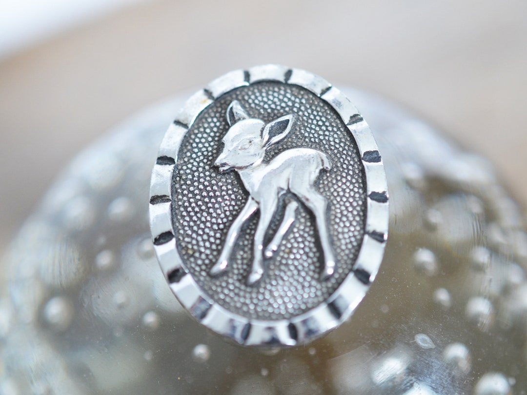 Vintage West German Brooch Circa 1970s, Cute Fawn on Silver Metal ...