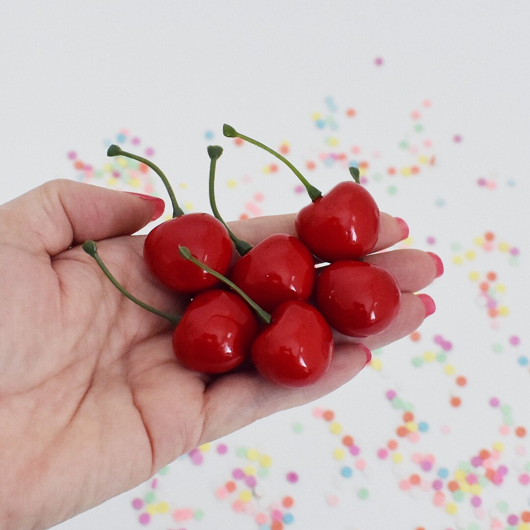 Red Cherry Cake Topper, Artificial Cherries for Cake Decoration, Fake ...