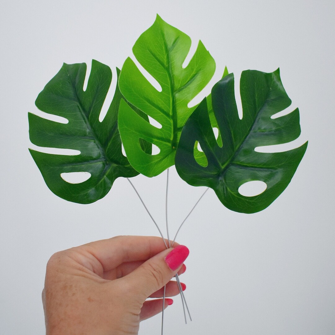 Green Leaf Cake Topper, Green Leaves Set of 3, Cake Decoration Jungle ...