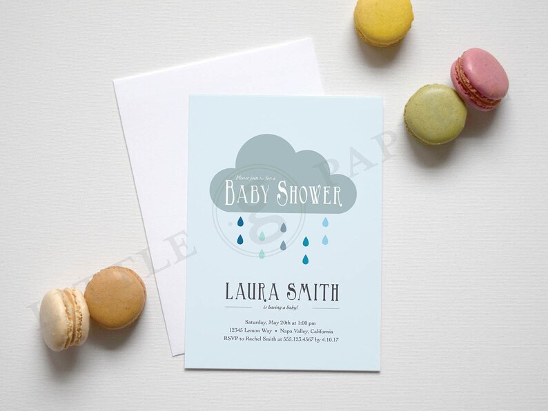 Baby Shower Invitation Rain Cloud Invitation Printable | Etsy