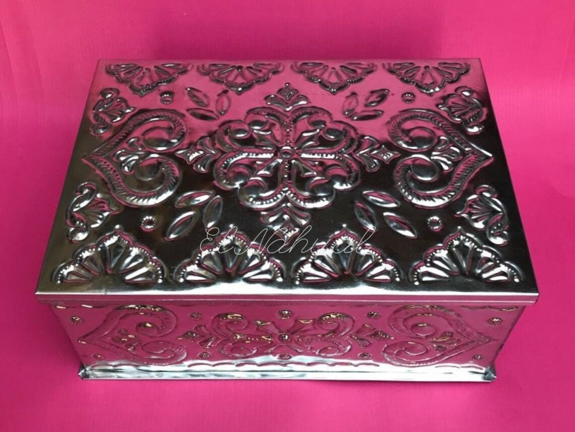 Tin Jewelry Box, Hand-embossed Tin Box by Oaxacan Artisans. Ideal Size ...