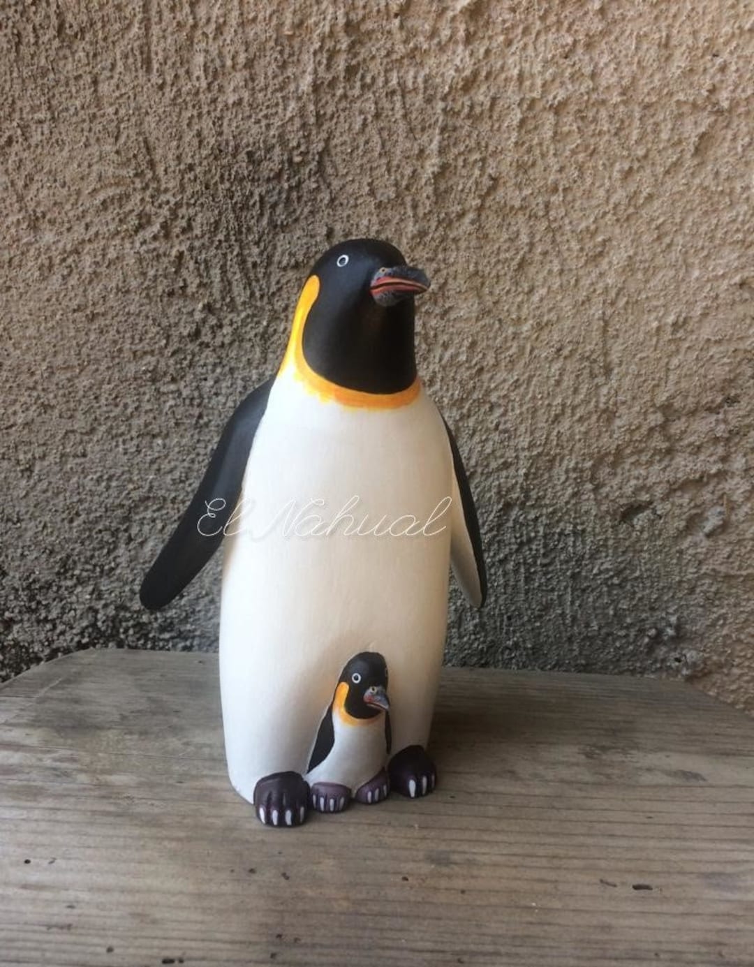 Carved and Hand-painted Penguin Family ,wooden Figure by Avelino Perez ...