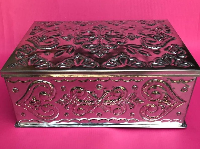 Tin Jewelry Box, Hand-embossed Tin Box by Oaxacan Artisans. Ideal Size ...